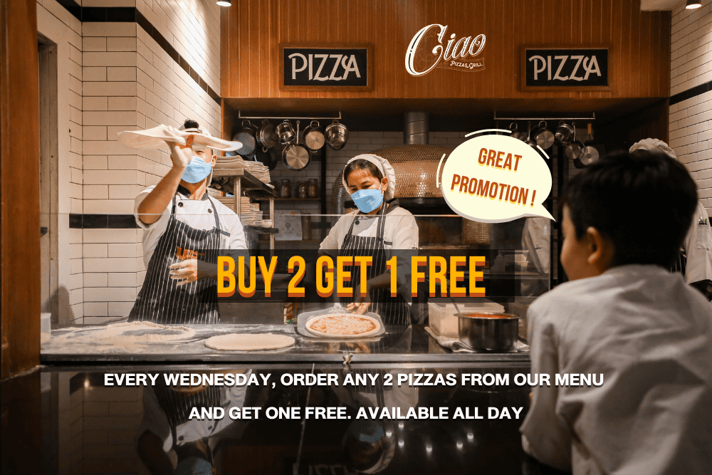Wednesday Pizza Day. Buy 2 get 1 Free Pizza! – Ciao Pizza & Grill